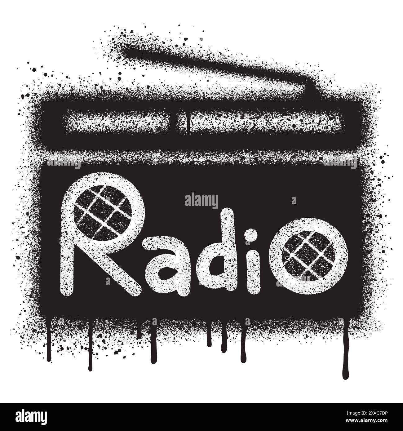 Spray Painted Graffiti television isolated with a white background ...