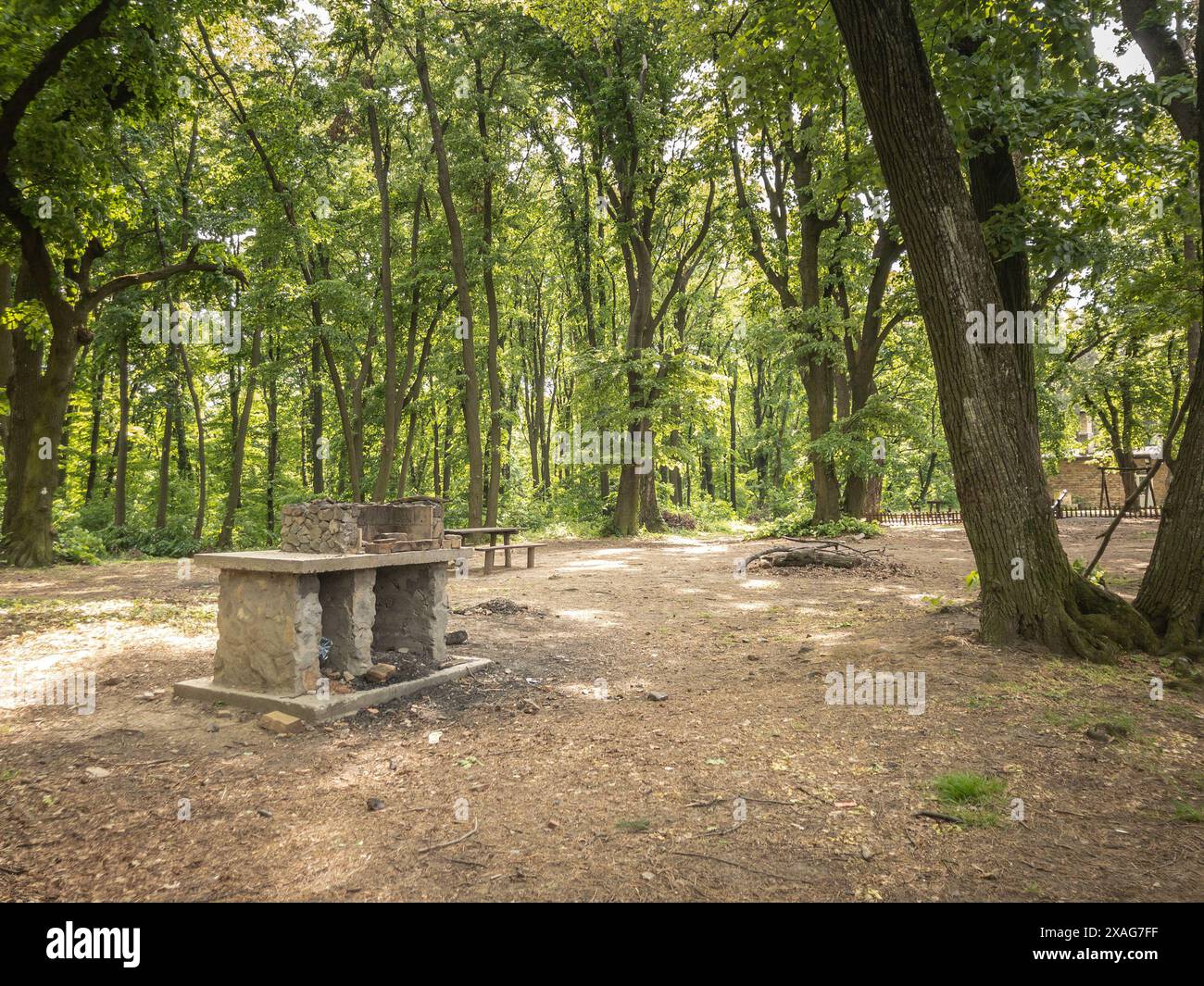 A scenic stone barbecue located in the heart of Fruska Gora forest, perfect for outdoor picnics ...