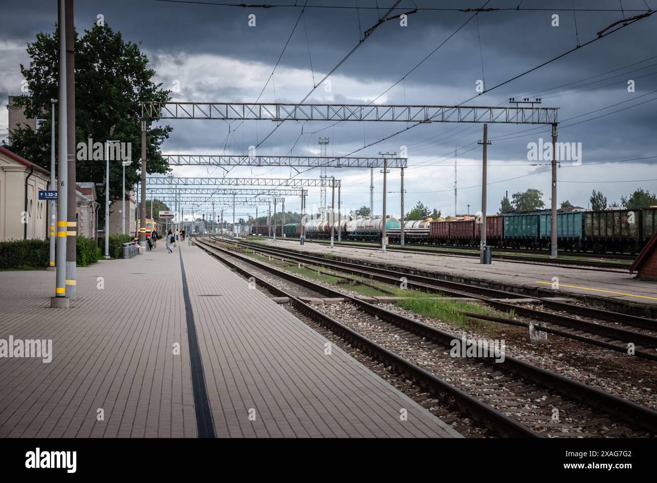 An evocative image of the platforms at Jelgava Train Station in Latvia ...
