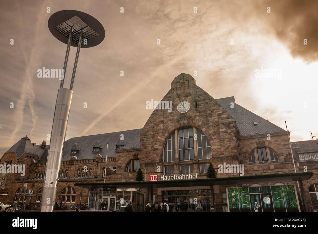 Picture of the a sign of Aachen Hbf train station. Aachen Hauptbahnhof ...
