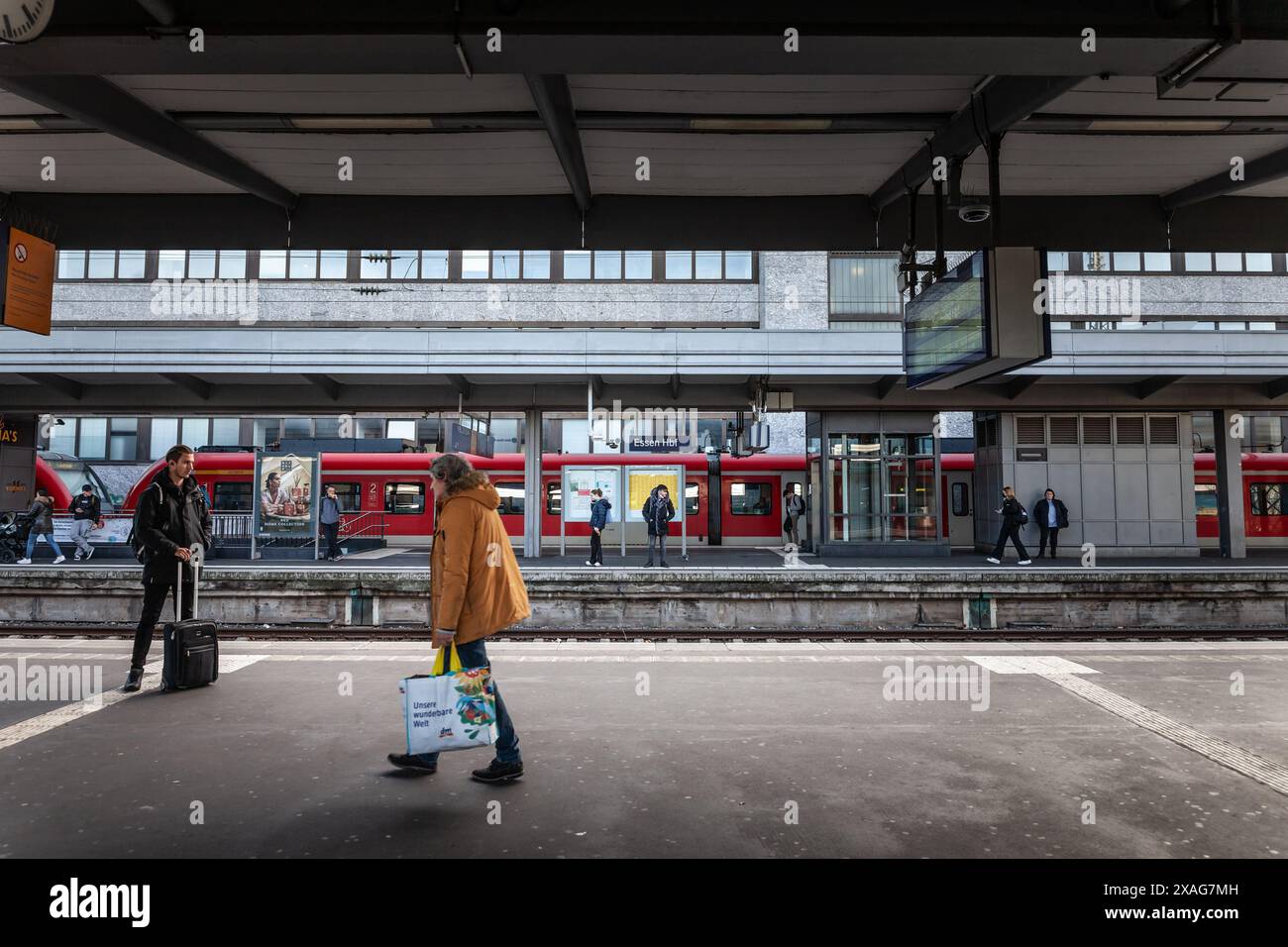A snapshot of daily life at Essen Hauptbahnhof train station in Germany ...