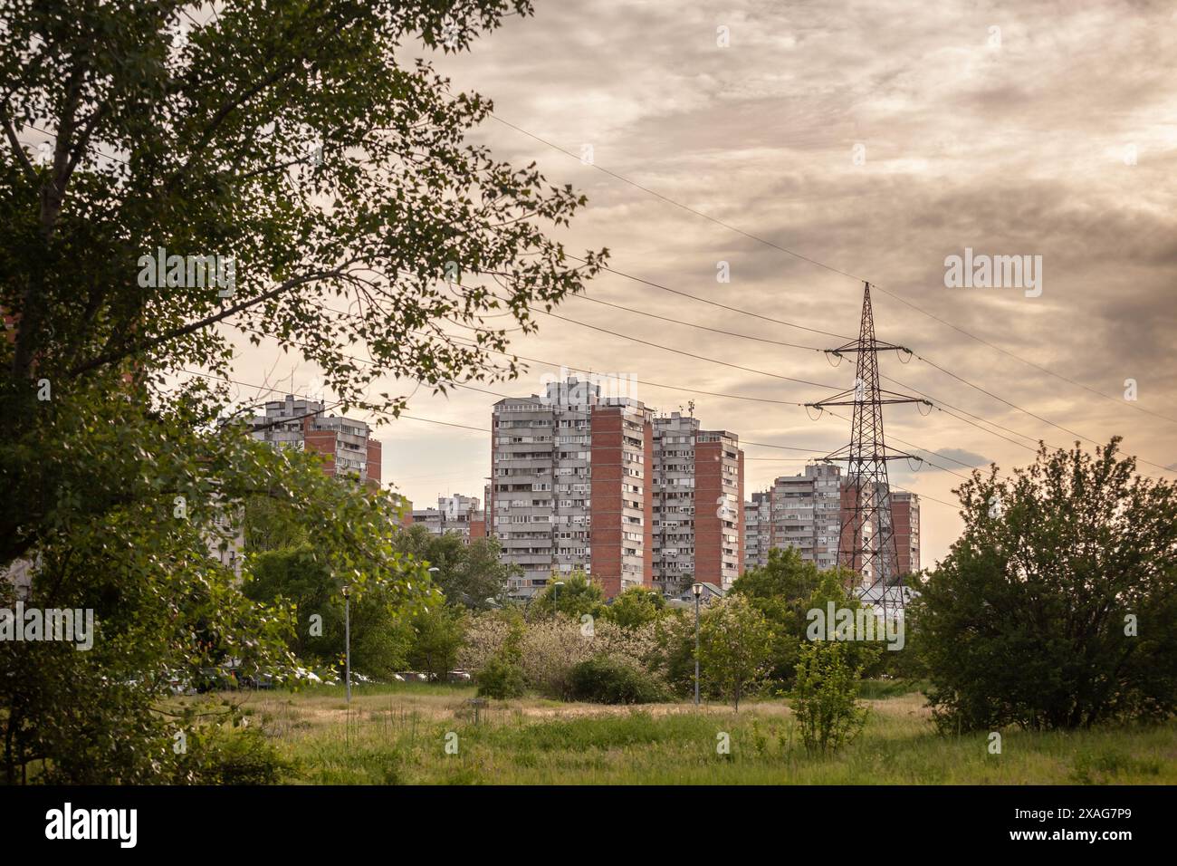 This image captures the distinctive brutalist architecture of Novi ...