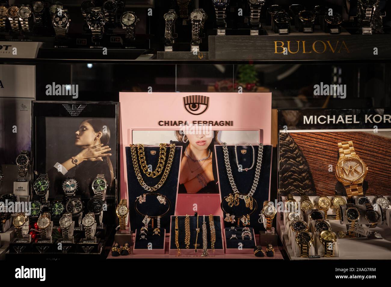 Picture of a sign with the logo of Chiara Ferragni on jewelry for sale ...