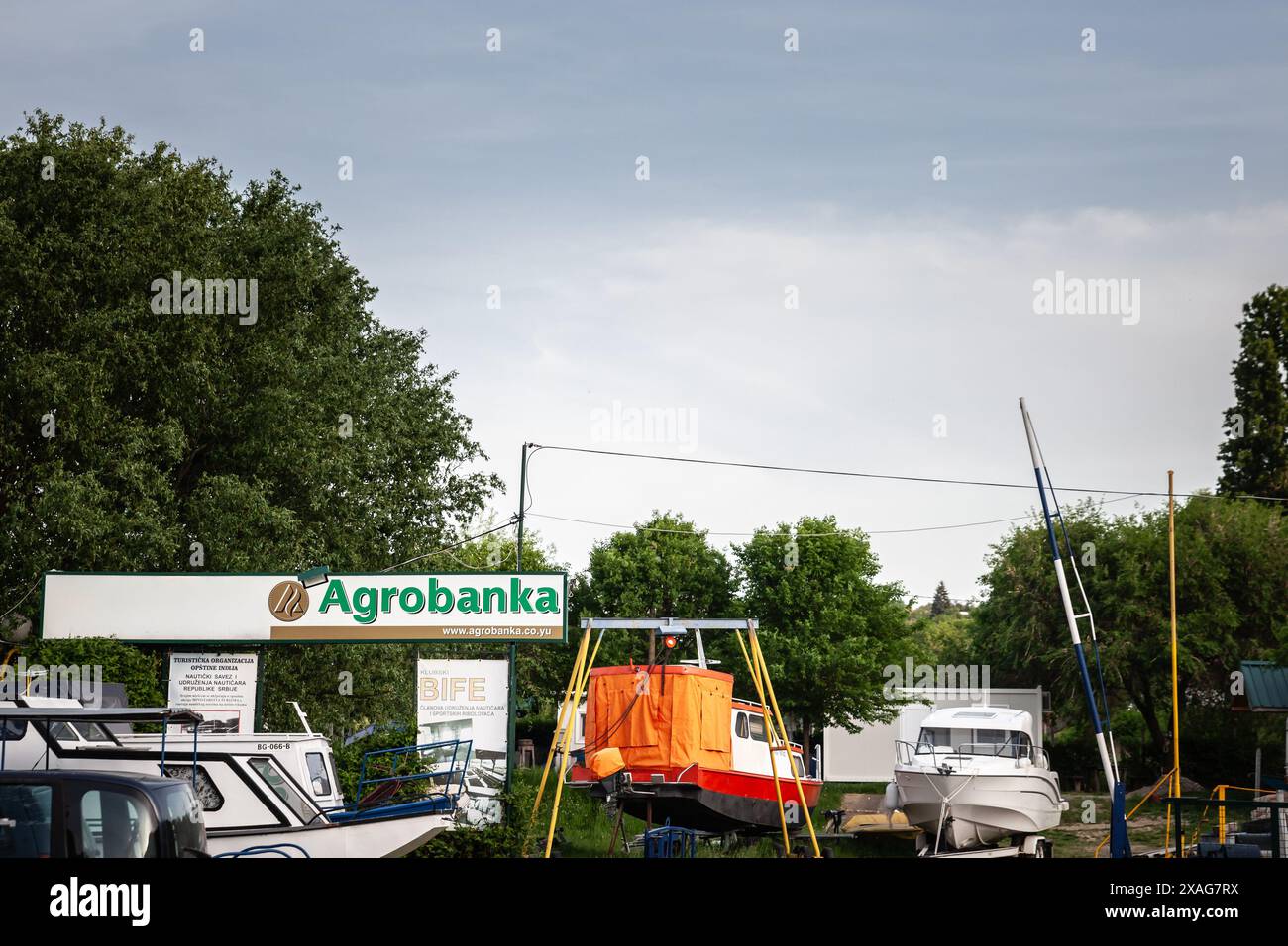 This photo shows the Agrobanka logo displayed on a billboard in ...