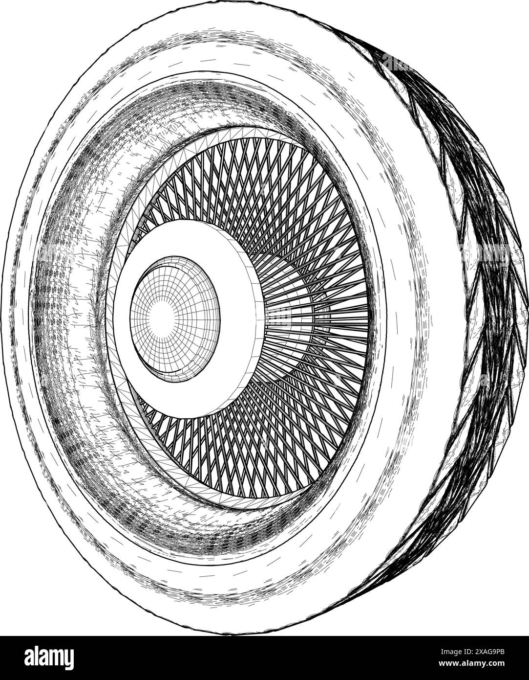 Old Retro Car Wheel Rim Hub Spokes Tire Vector. Illustration Isolated ...