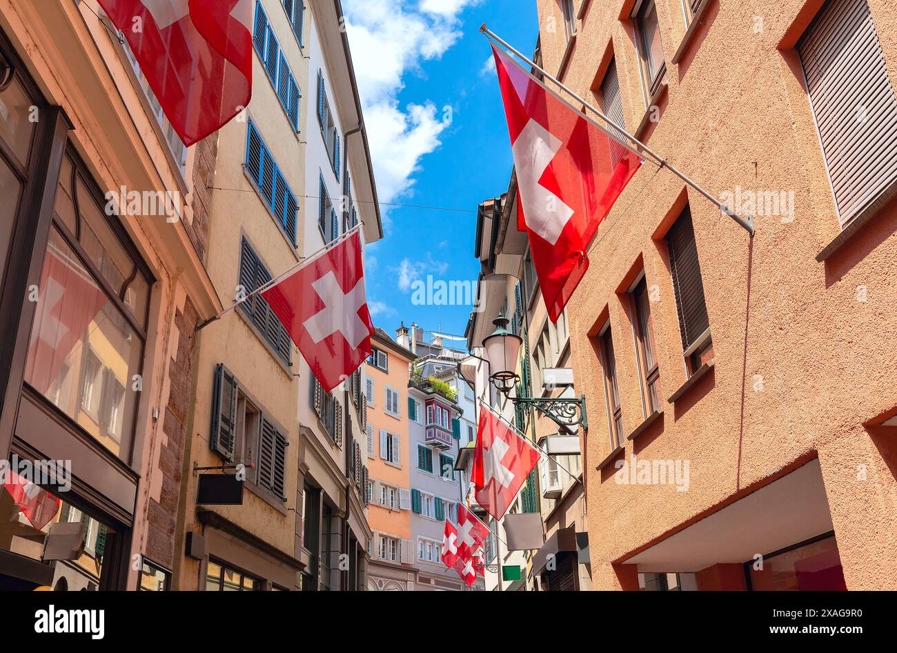 Swiss flags on facade hi-res stock photography and images - Alamy