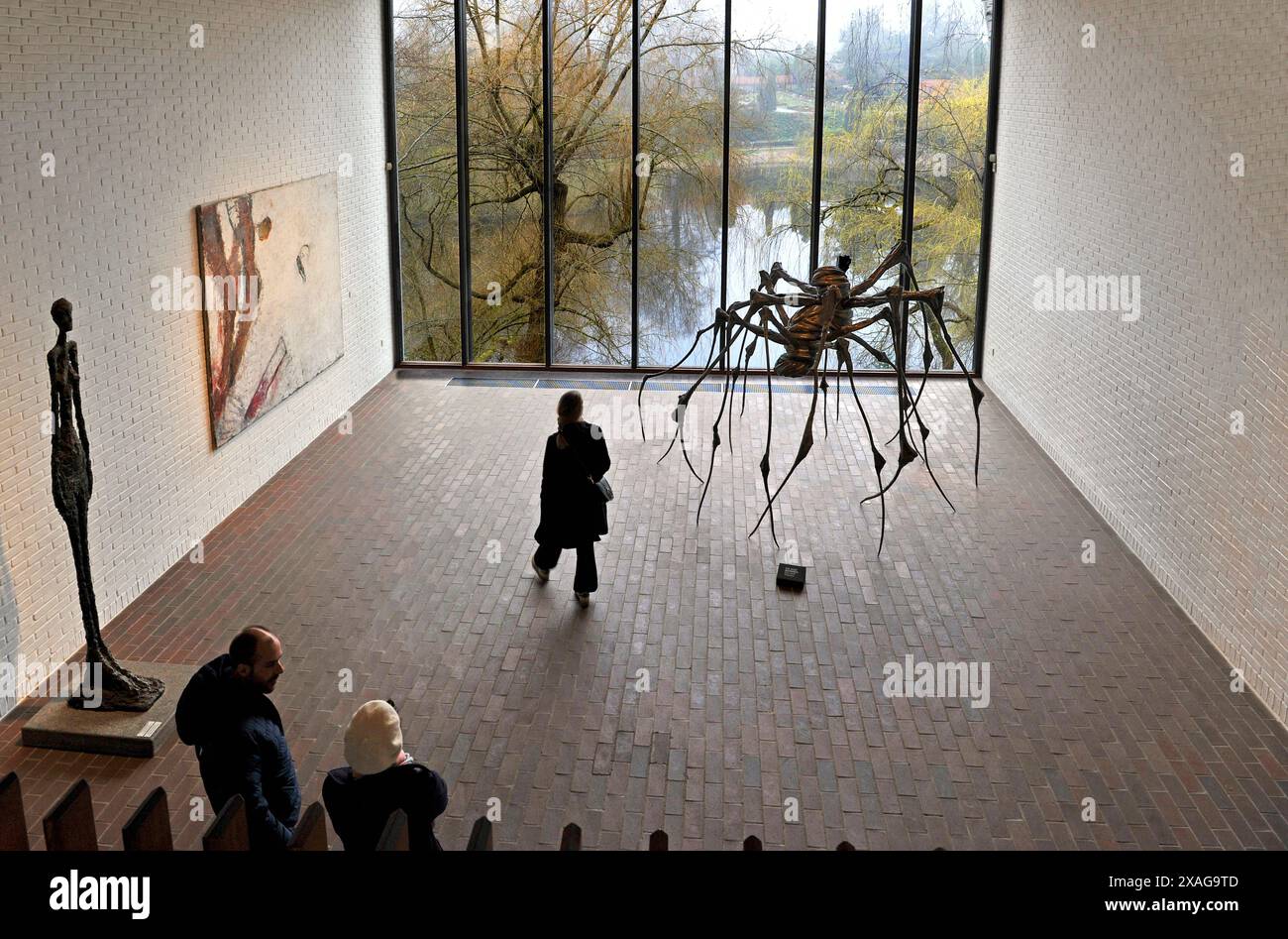 Art on display in gallery with large window at the Louisiana Museum of ...