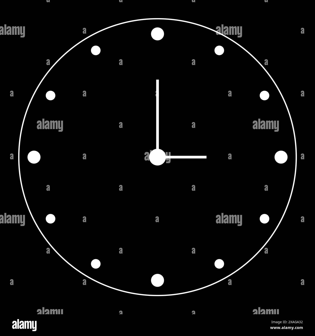 Clock face with hands on black background Stock Photo - Alamy