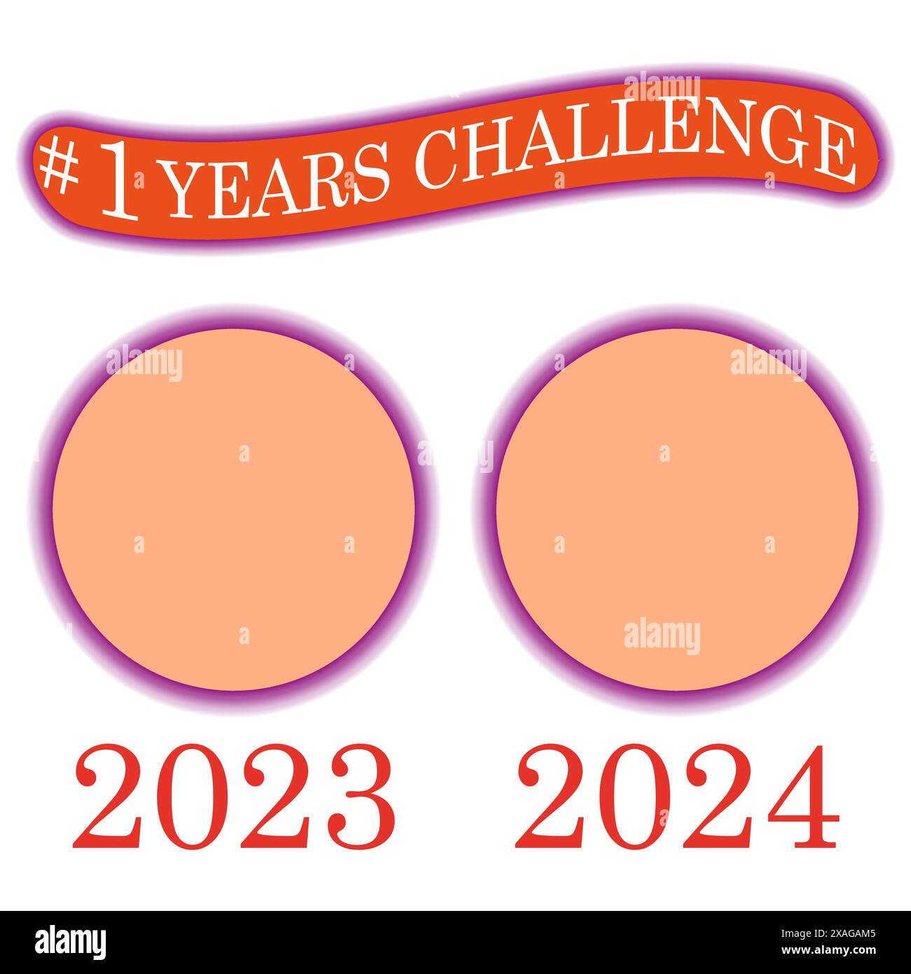 One year challenge. Red text banner. Circle frame template. Vector ...