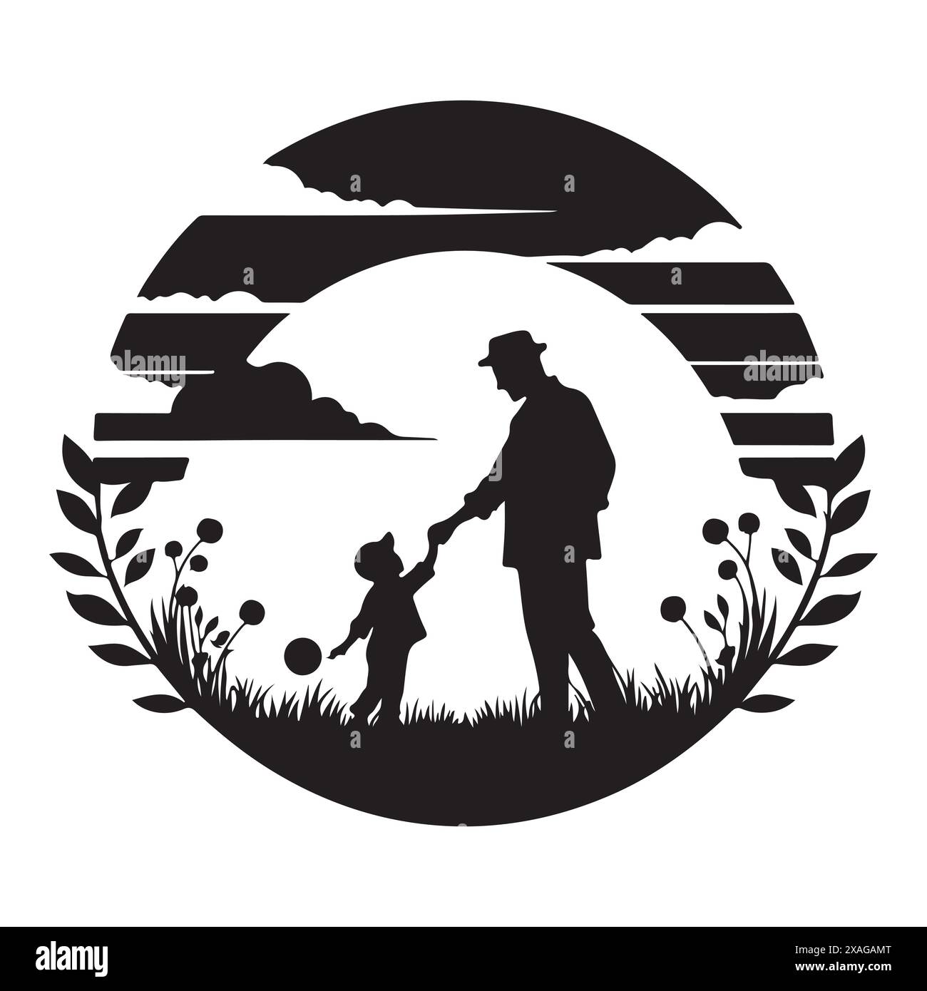Father and son. Vector isolated illustration on white background ...