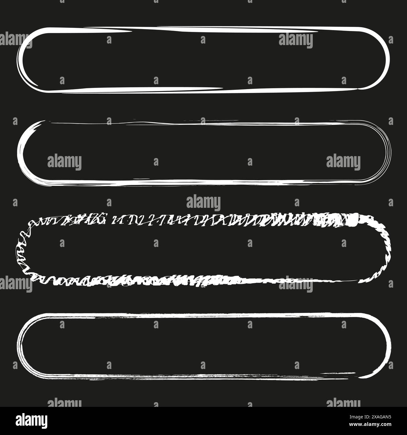 Hand drawn oval frames. Sketchy vector borders. White on black ...