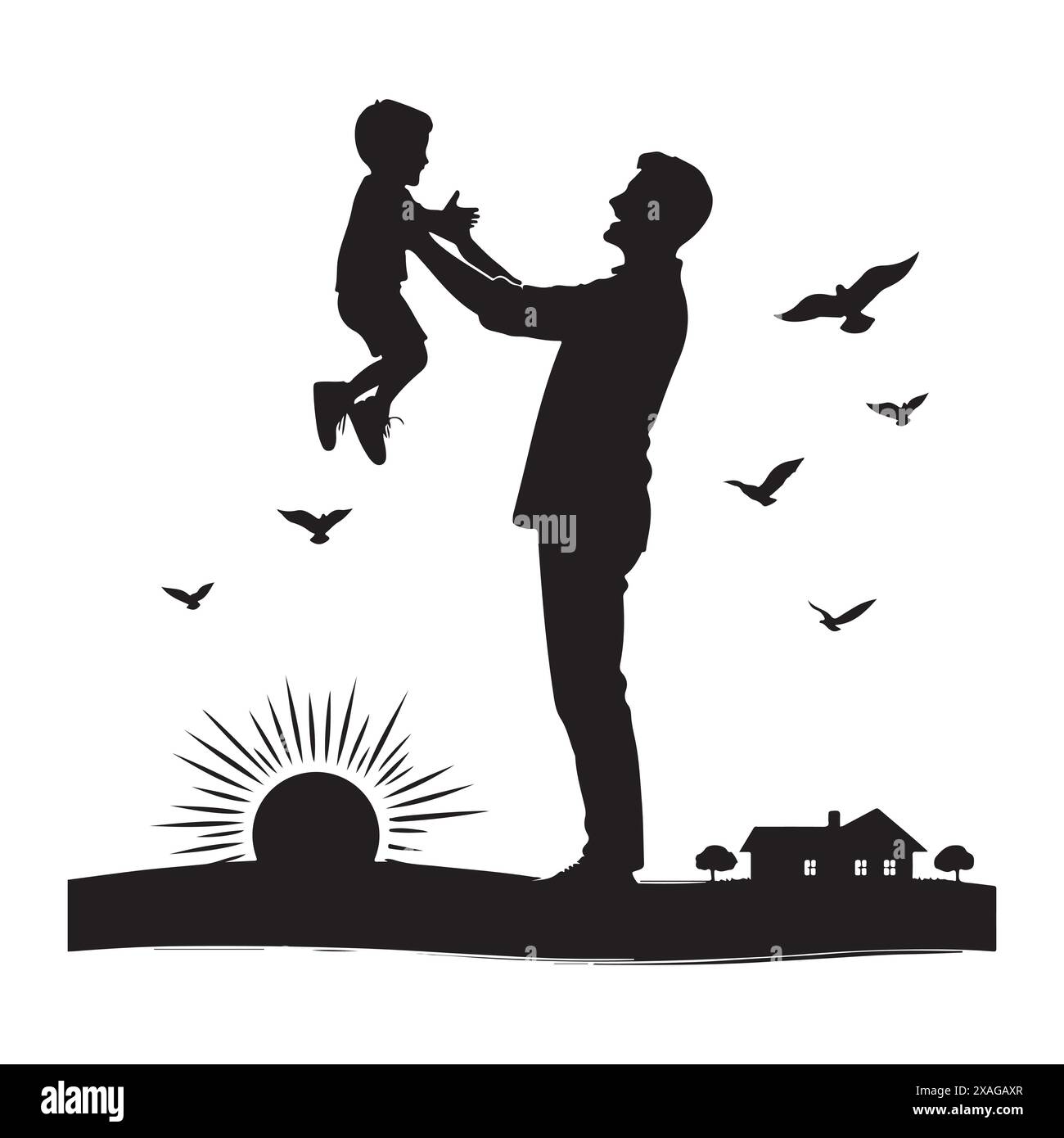 Father and son. Vector isolated illustration on white background ...