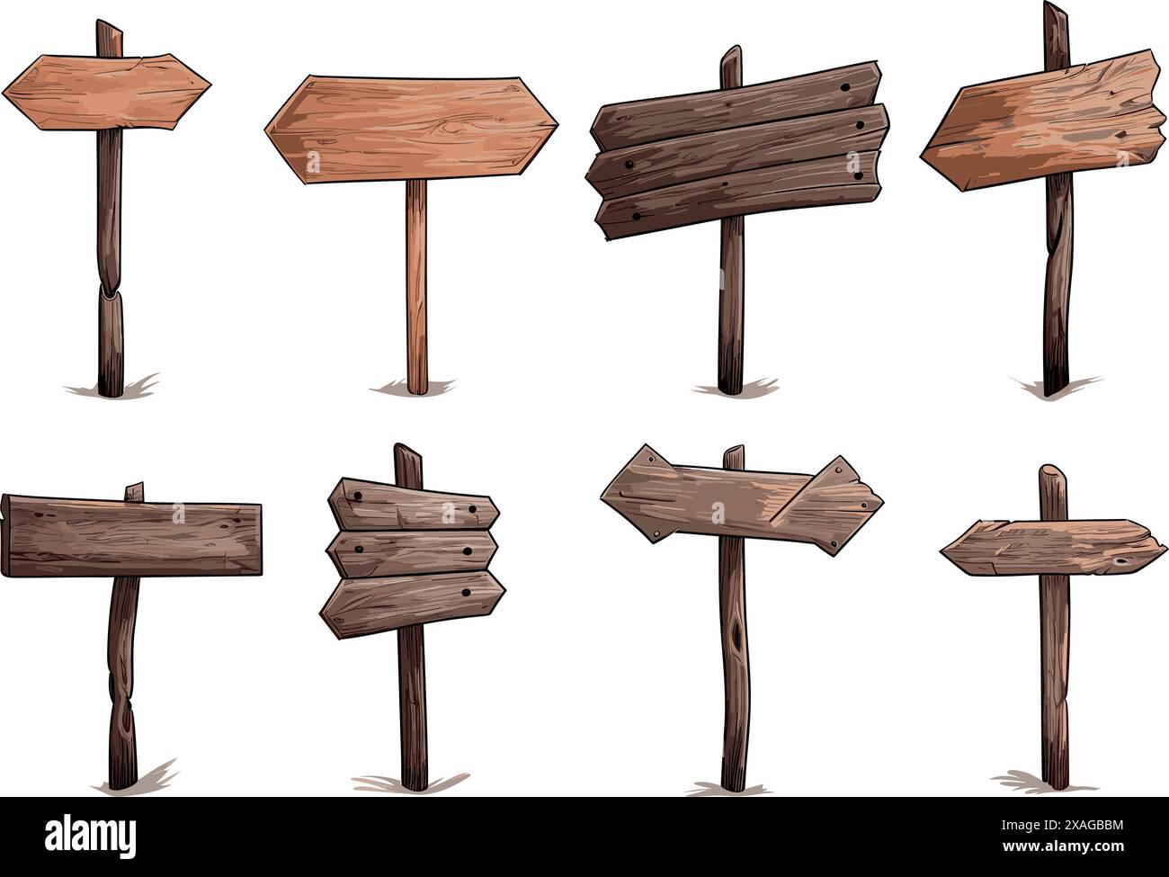 set of wooden signs on transparent background Stock Vector Image & Art ...