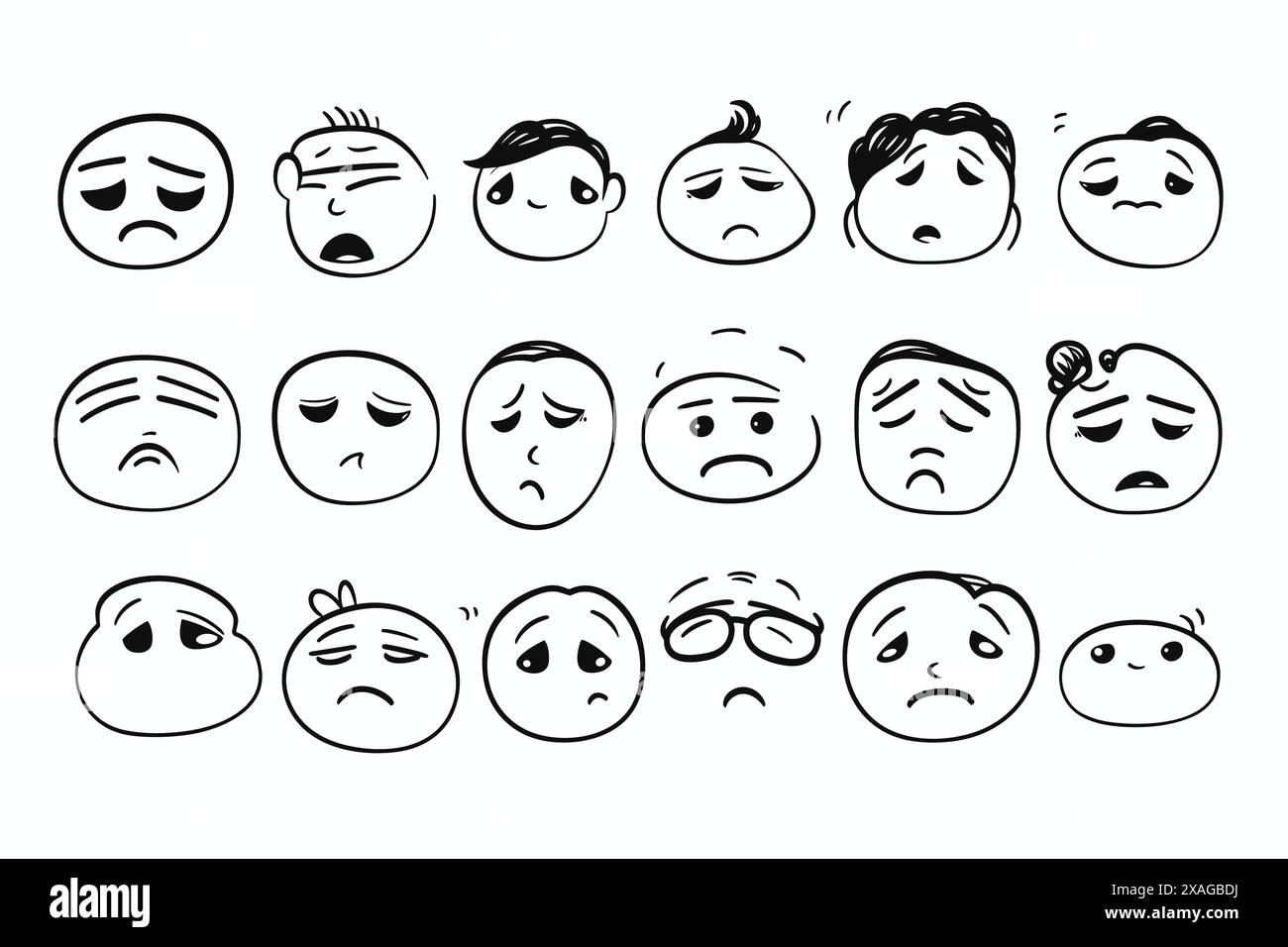 Line drawing sad faces Stock Vector Images - Alamy