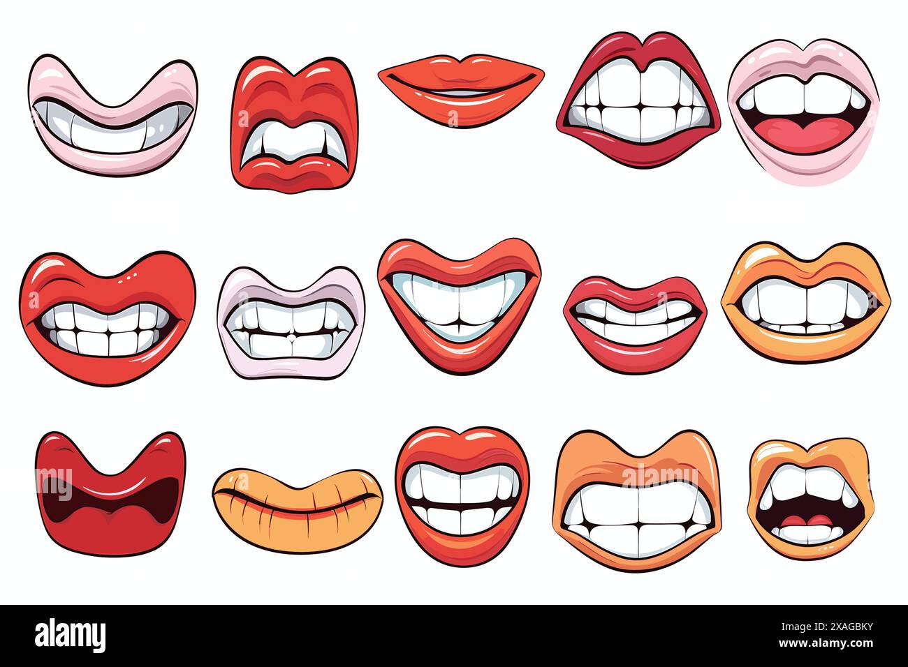 Set various cartoon faces Cut Out Stock Images & Pictures - Alamy