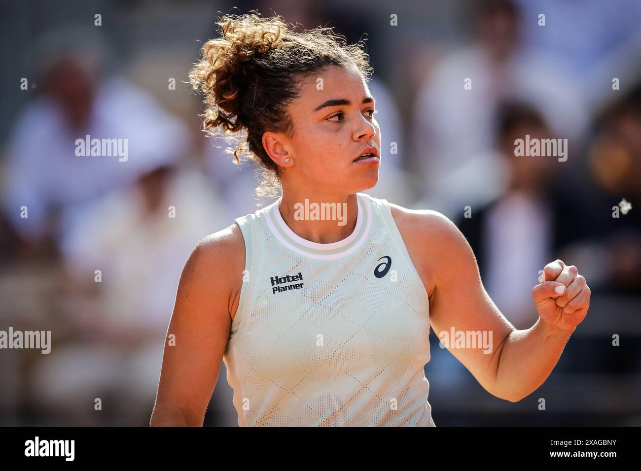 Jasmine PAOLINI of Italy celebrates his point during the twelfth day of ...