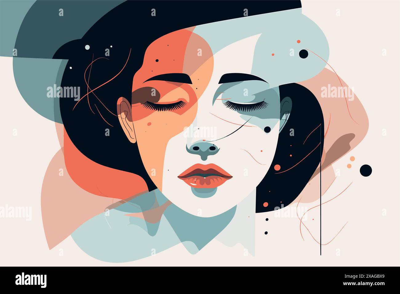 A simple drawing of a female face on a solid background Stock Vector ...