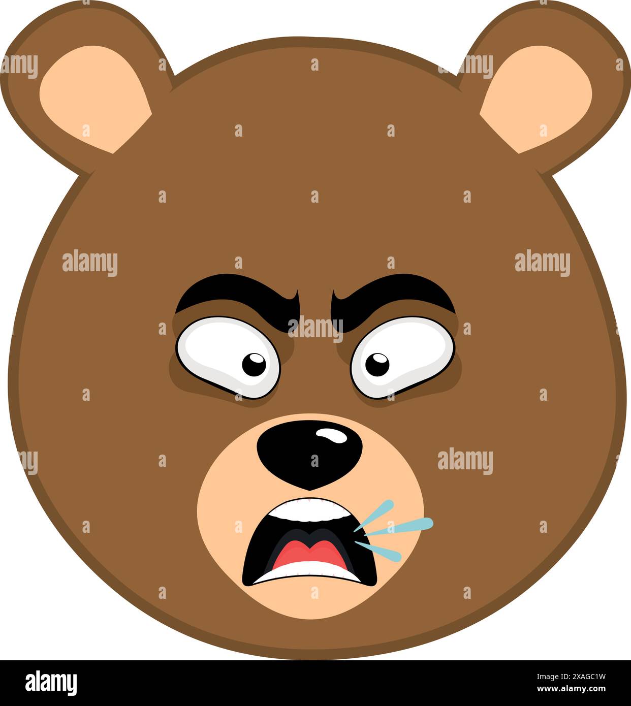 vector illustration face brown bear grizzly cartoon, with an angry ...