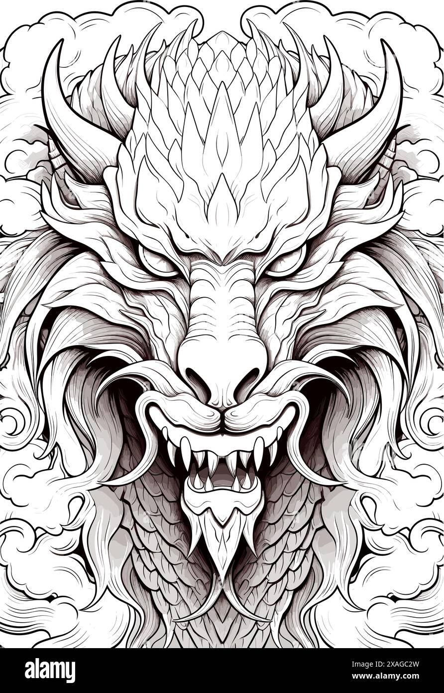 A simple drawing of a dragon in profile. Perfect for coloring or ...