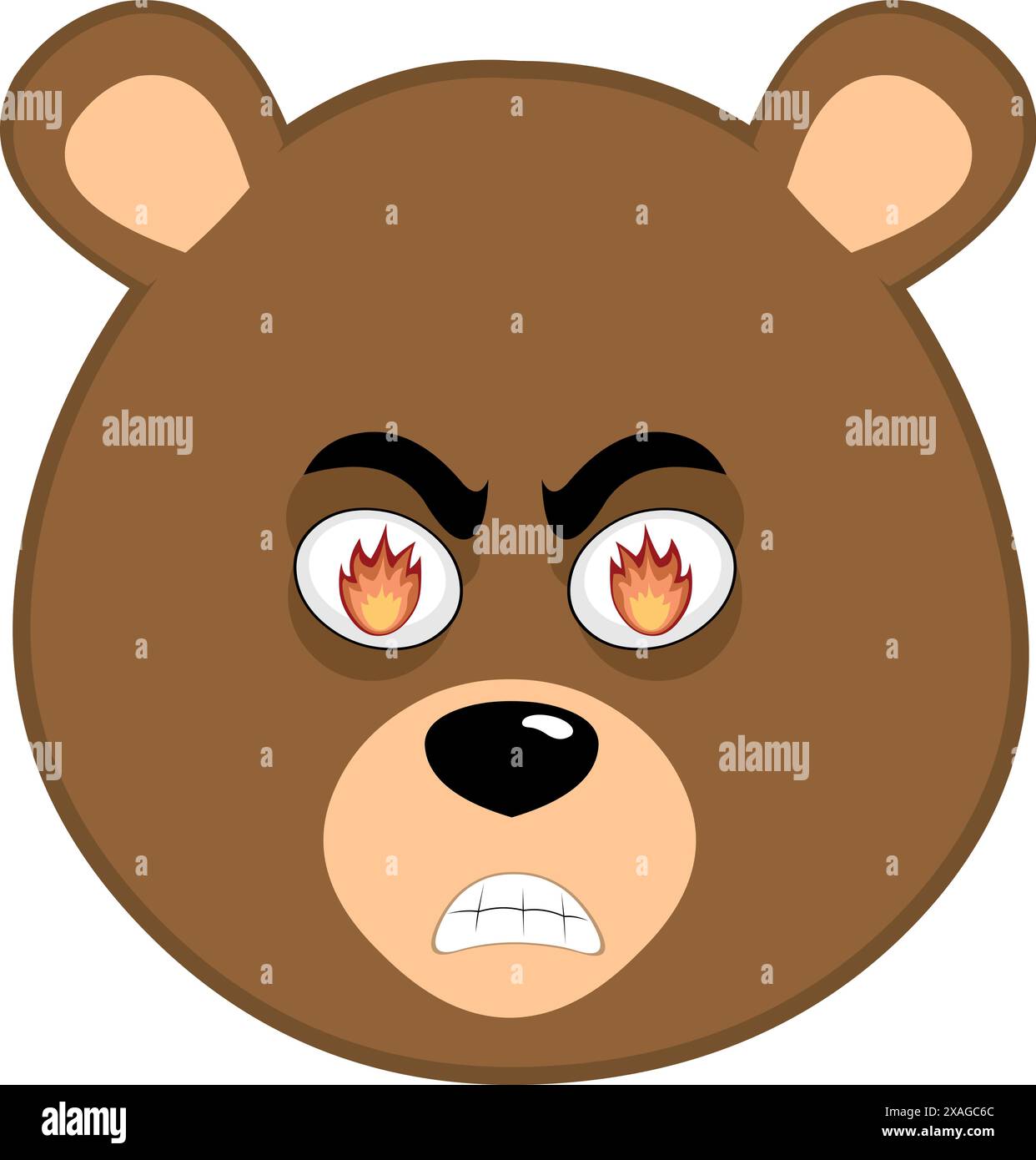 vector illustration face brown bear grizzly cartoon, with a furious ...