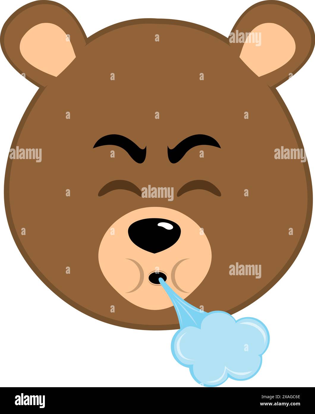 vector illustration face brown bear grizzly cartoon, with his mouth ...