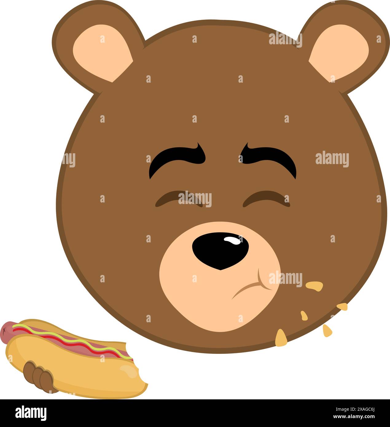 vector illustration face brown bear grizzly cartoon eating fast food ...