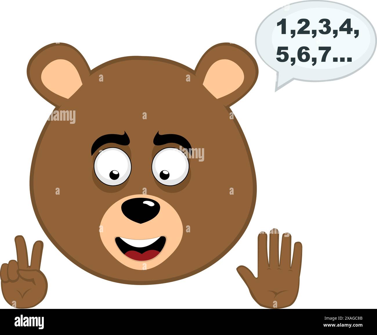 vector illustration face brown bear grizzly cartoon, with your fingers ...