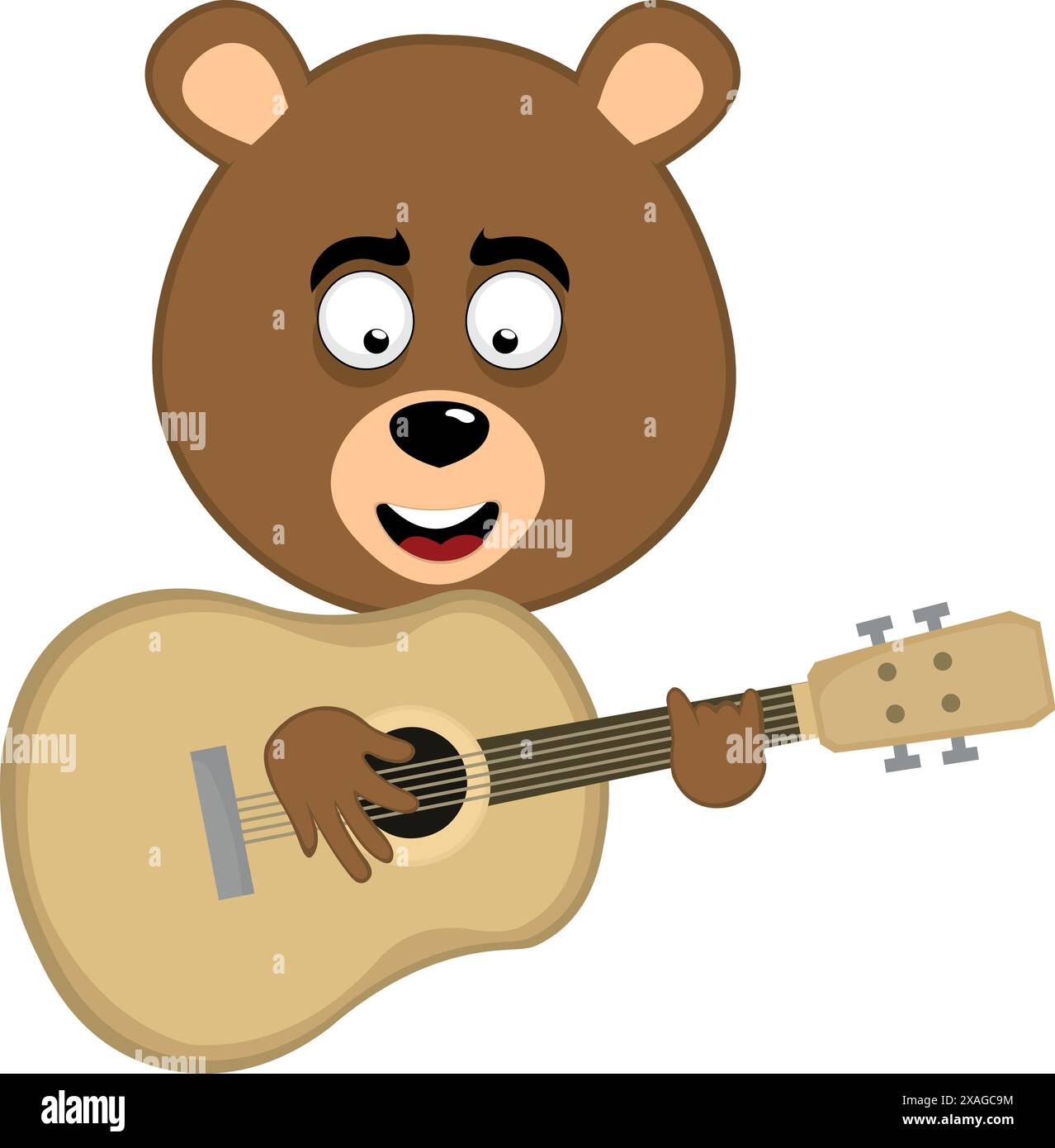 vector illustration face brown bear grizzly cartoon playing musical ...