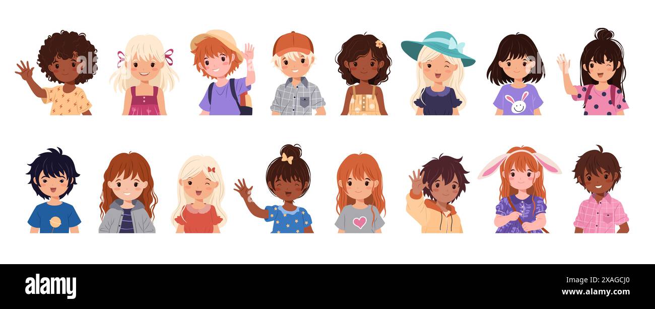 Cute Kids Head Portraits and Avatars Stock Vector Image & Art - Alamy