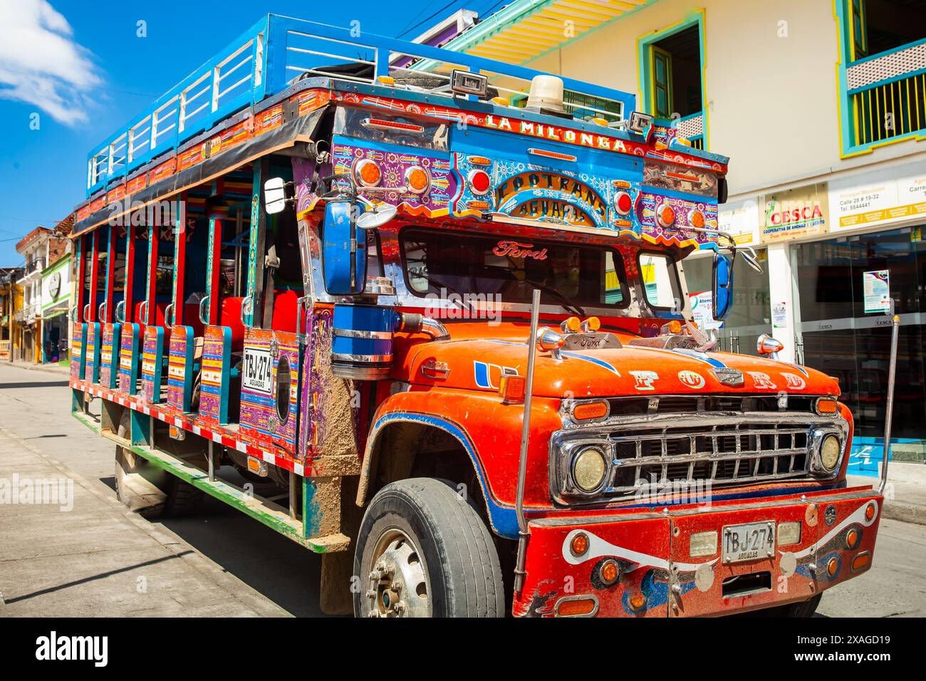 AGUADAS, COLOMBIA - JANUARY 15, 2024: Traditional Colombian colorful ...