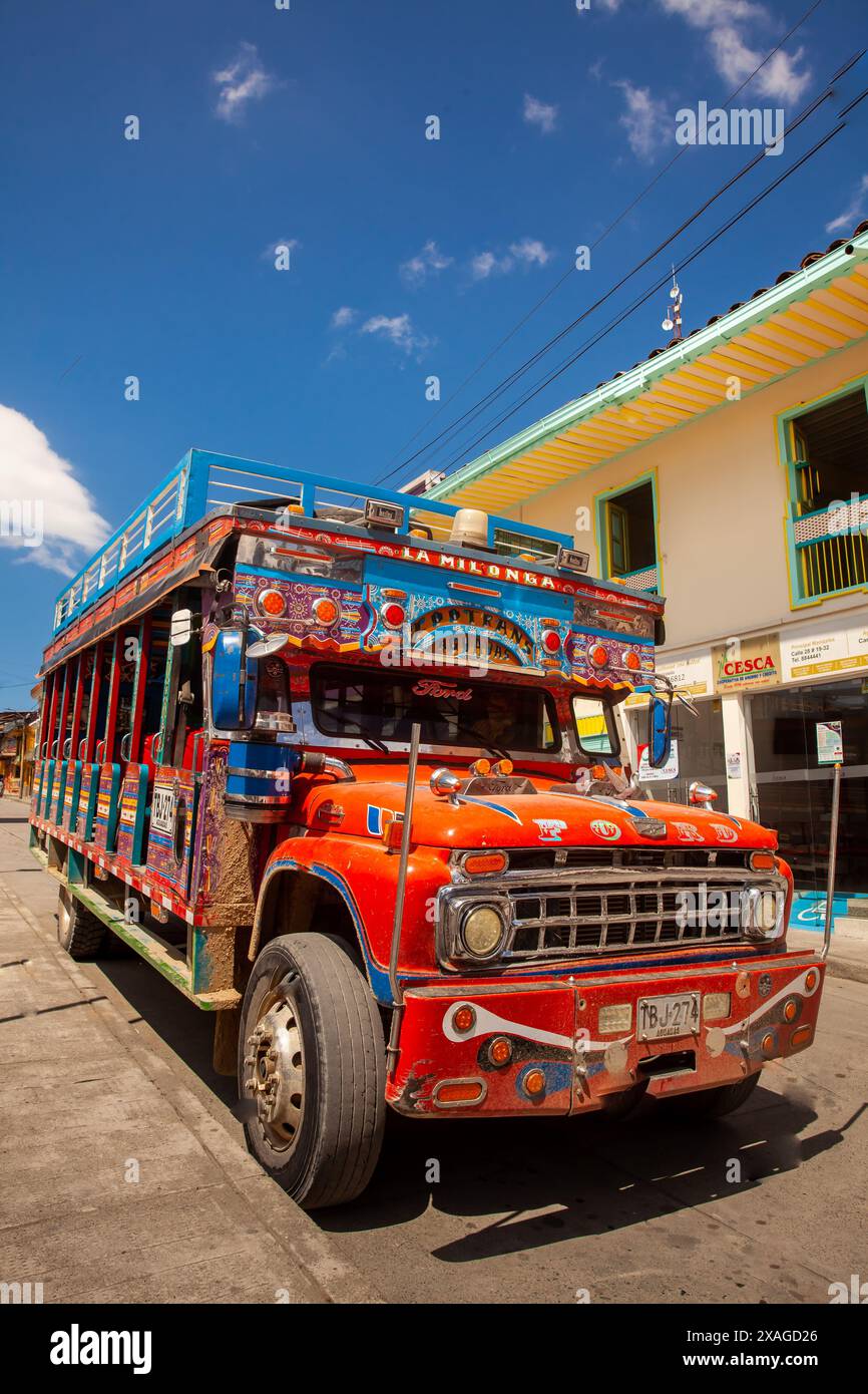 AGUADAS, COLOMBIA - JANUARY 15, 2024: Traditional Colombian colorful ...