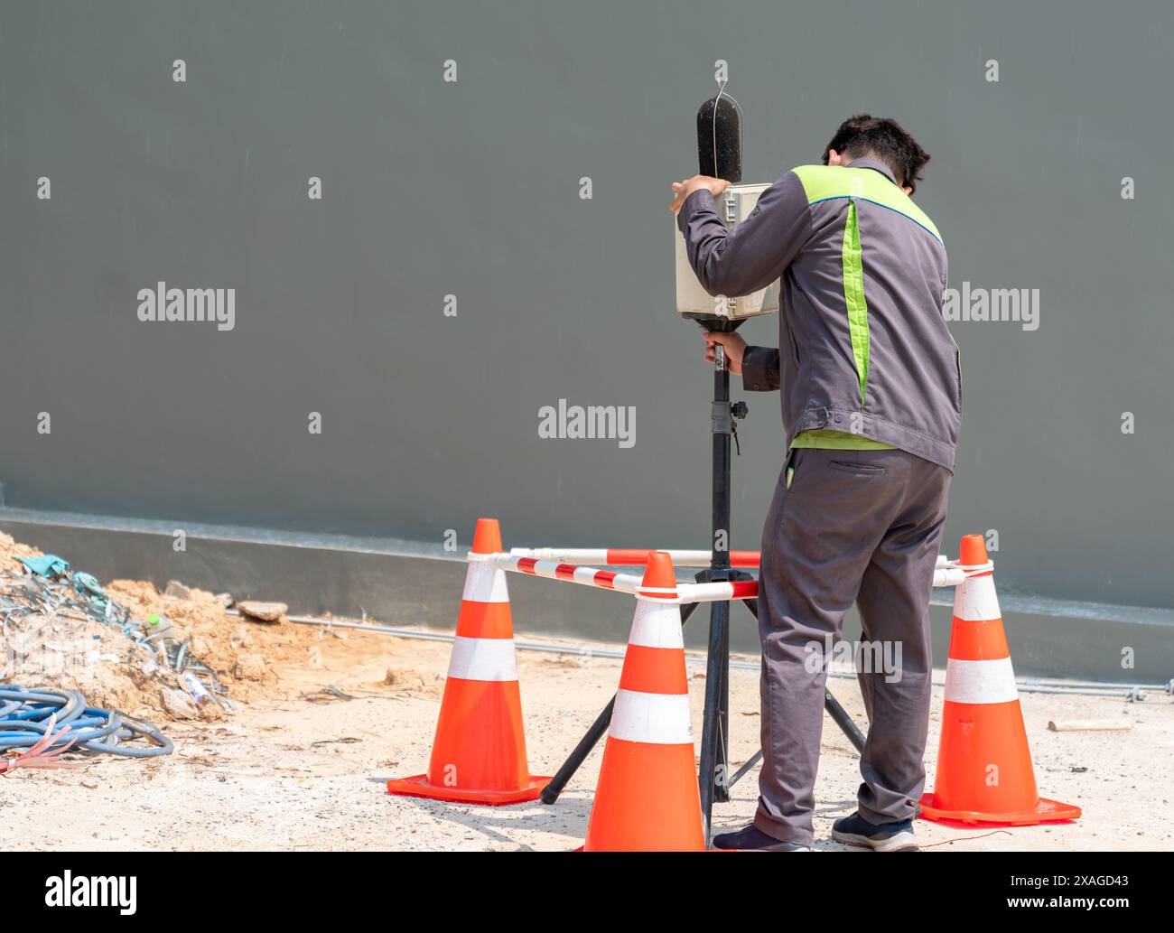 Environment install sound level meter measuring the noise in factory ...