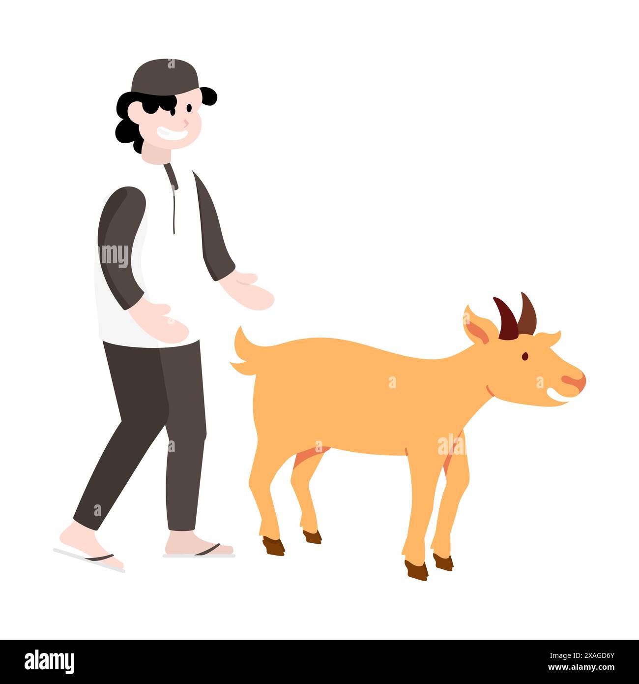 Muslim Man with goat sheep for Sacrifice Islamic Festival Eid Al Adha ...