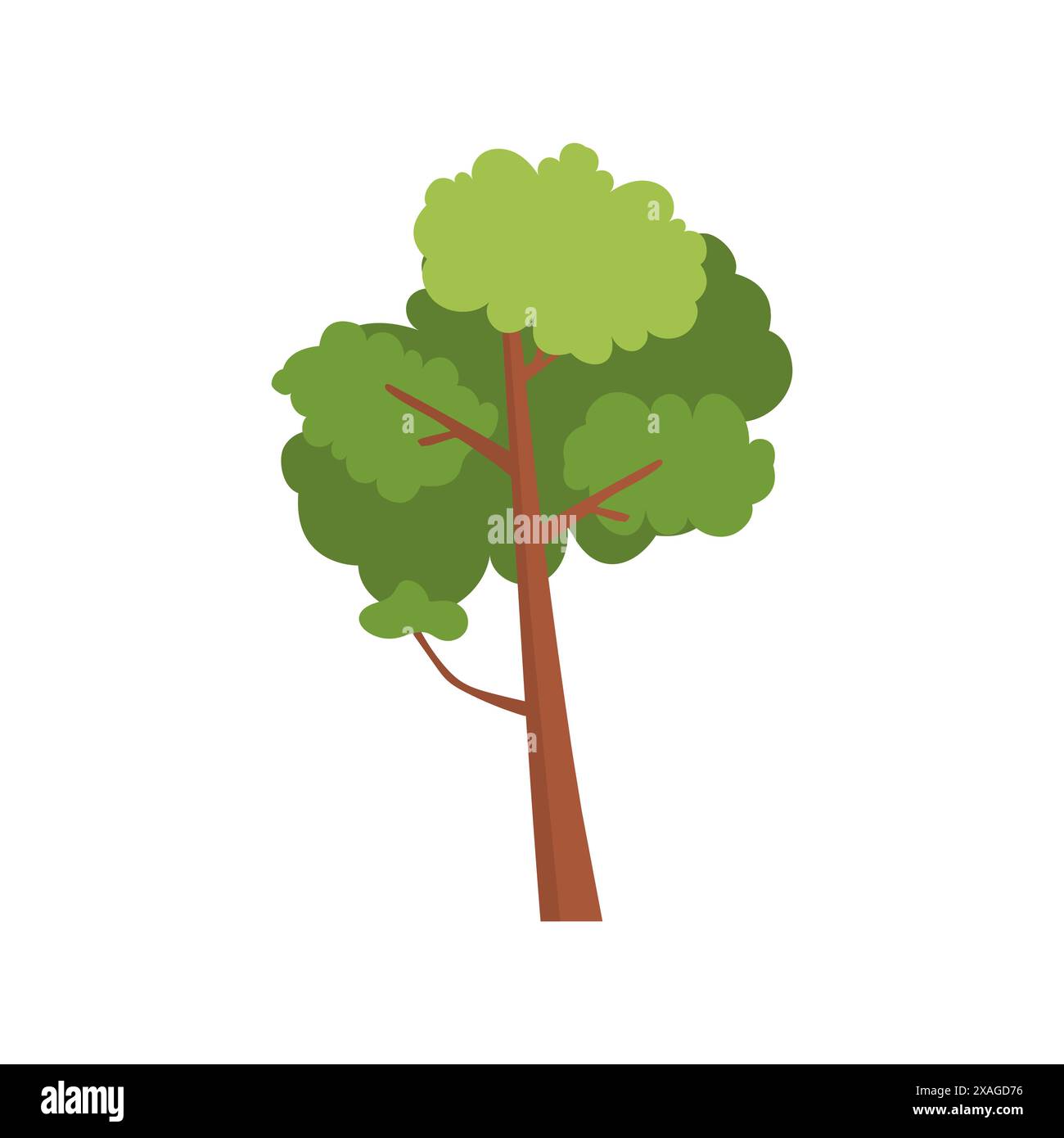 Green tree illustration. Single green tree. Abstract cartoon tree Stock ...