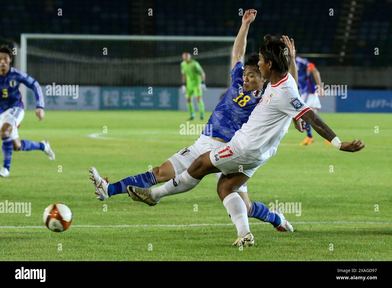 Yangon, Myanmar. 6th June, 2024. Thet Hein Soe(front) of Myanmar vies with Hatate Reo of Japan ...