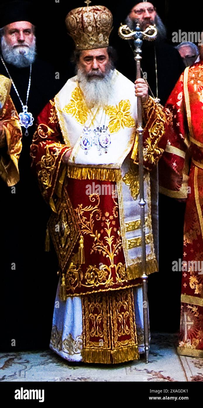 A Greek Orthodox ceremony outside the Church of the holy Sepulchre ...
