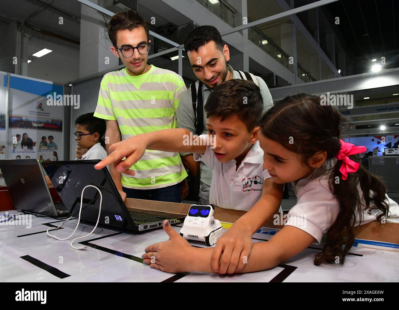 Damascus, Syria. 6th June, 2024. People visit the 10th edition of the "Hi-Tech" information and ...