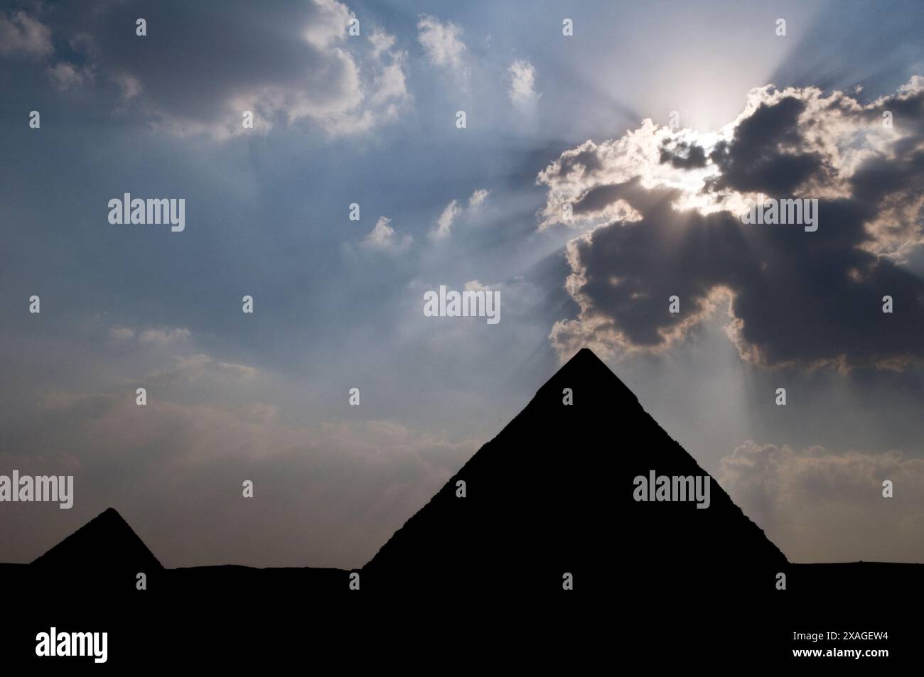 Sunset over the Great Pyramids of Giza, Egypt Stock Photo - Alamy