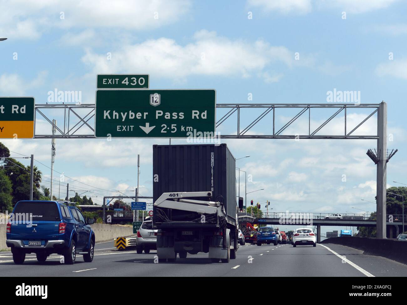 Khyber Pass Rd. exit on highway 12 in New Zealand Stock Photo - Alamy