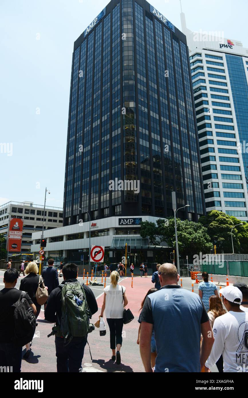 Pedestrians crossing the customs street w in the CBD of Auckland, new ...