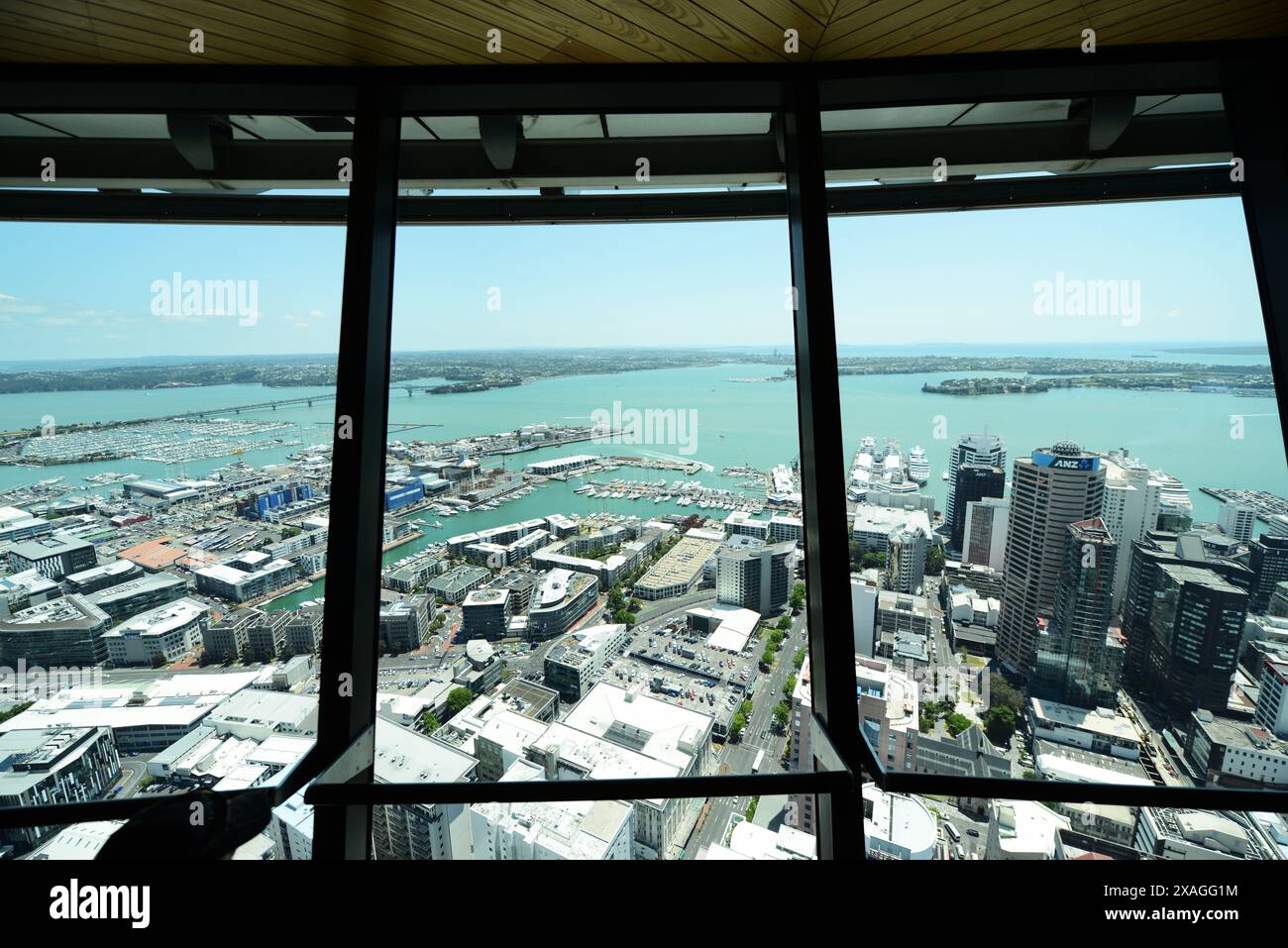 Beautiful city views from the observatory deck at the Sky Tower in ...