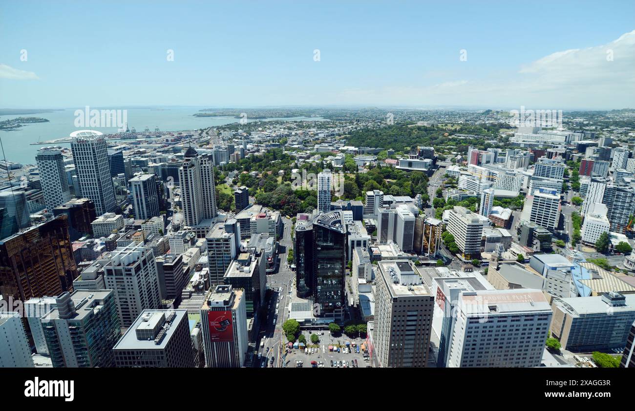 A view of Auckland's Central Business District from the observatory at ...