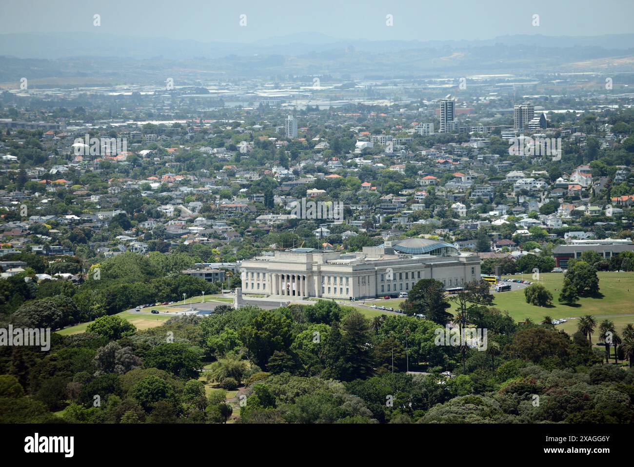 Aerial view of the War Memorial museum in Auckland, New Zealand Stock ...