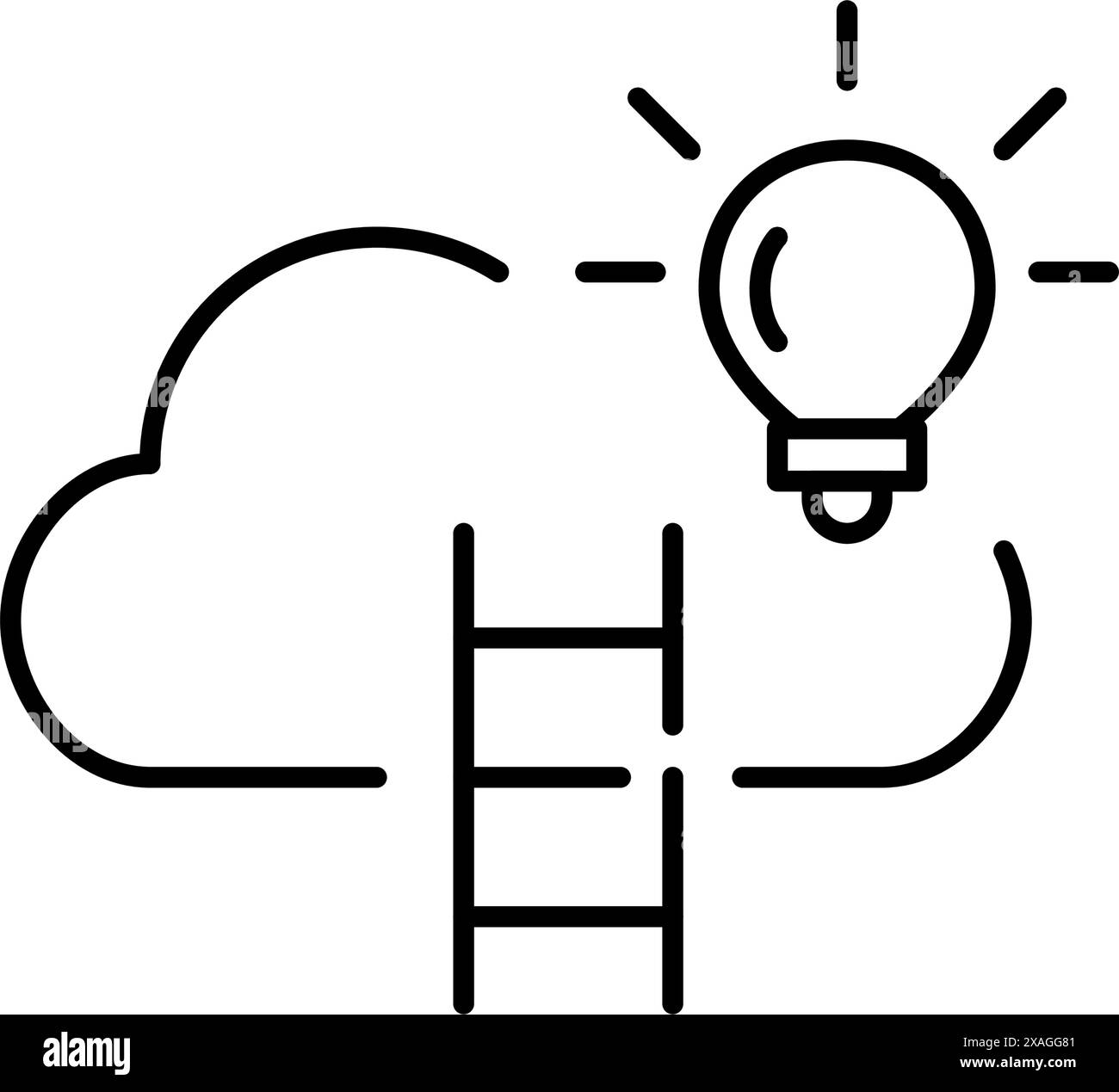 Cloud and ladder with light bulb. Creative innovations in technology ...