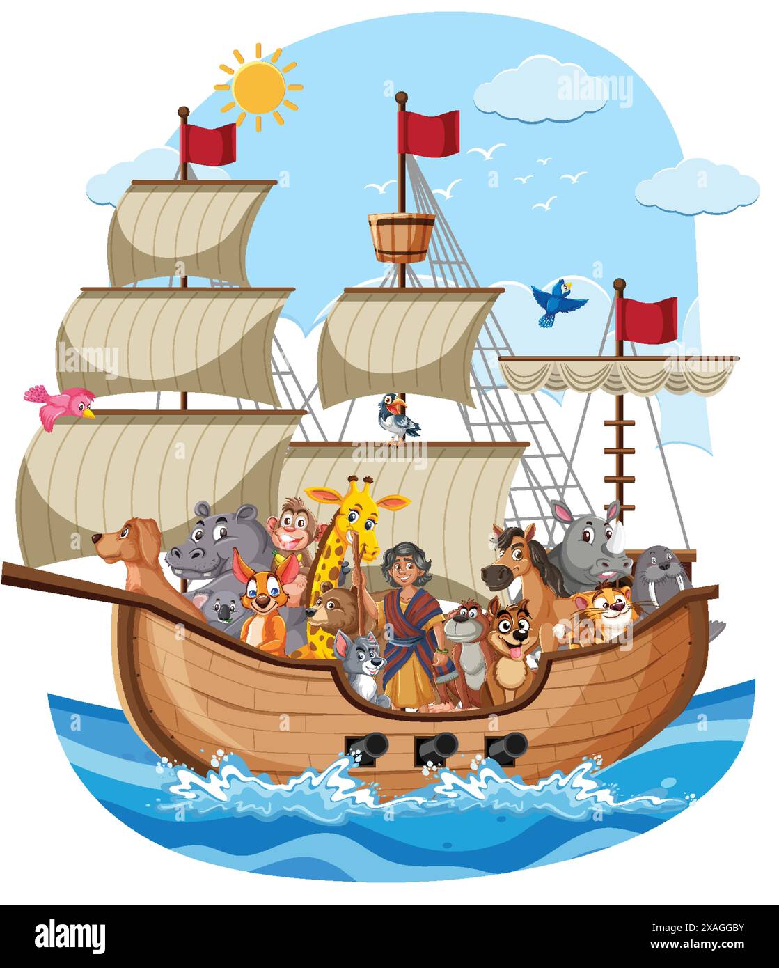 Various animals on a ship at sea Stock Vector Image & Art - Alamy