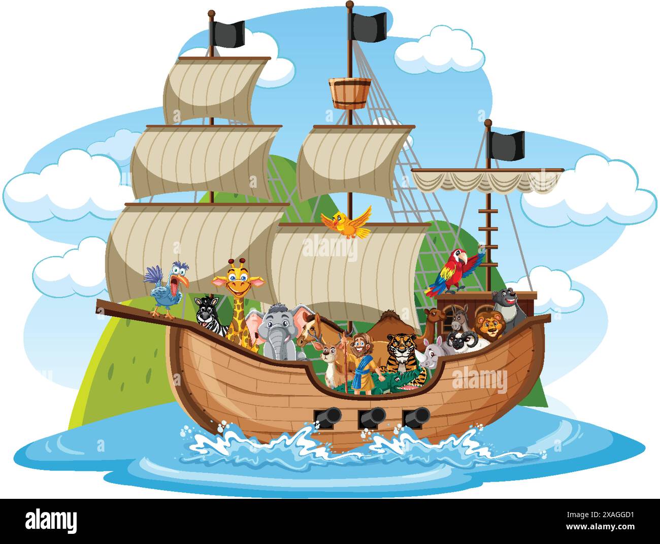 Various animals on a sailing ship at sea Stock Vector Image & Art - Alamy