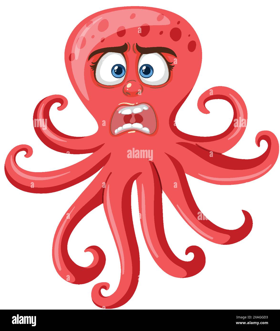 A shocked octopus with wide eyes and open mouth Stock Vector Image ...