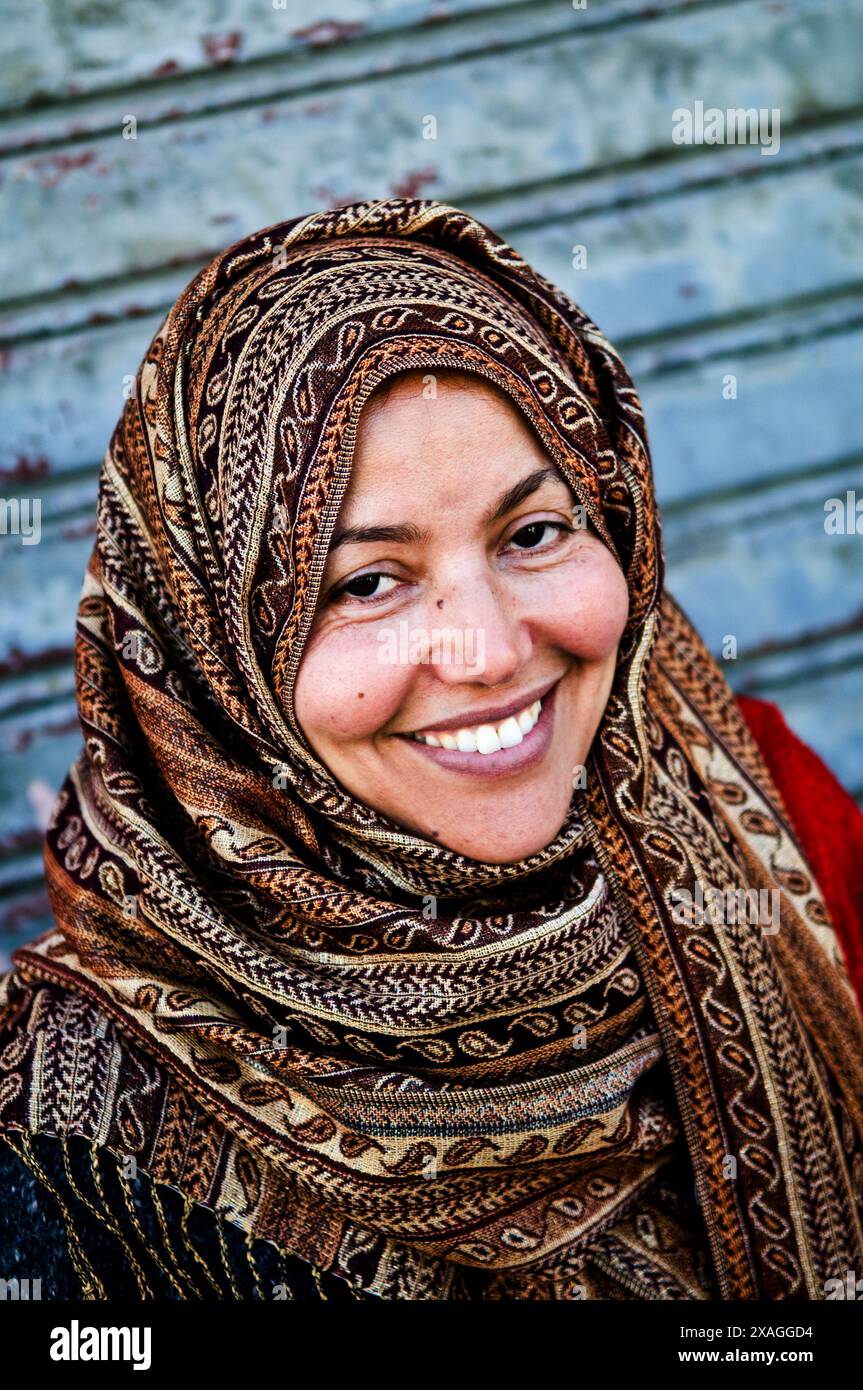 Portrait of a smiling Moroccan woman take in Casablanca, Morocco Stock ...