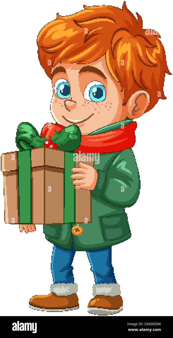 Birthday boy receiving present Stock Vector Images - Alamy