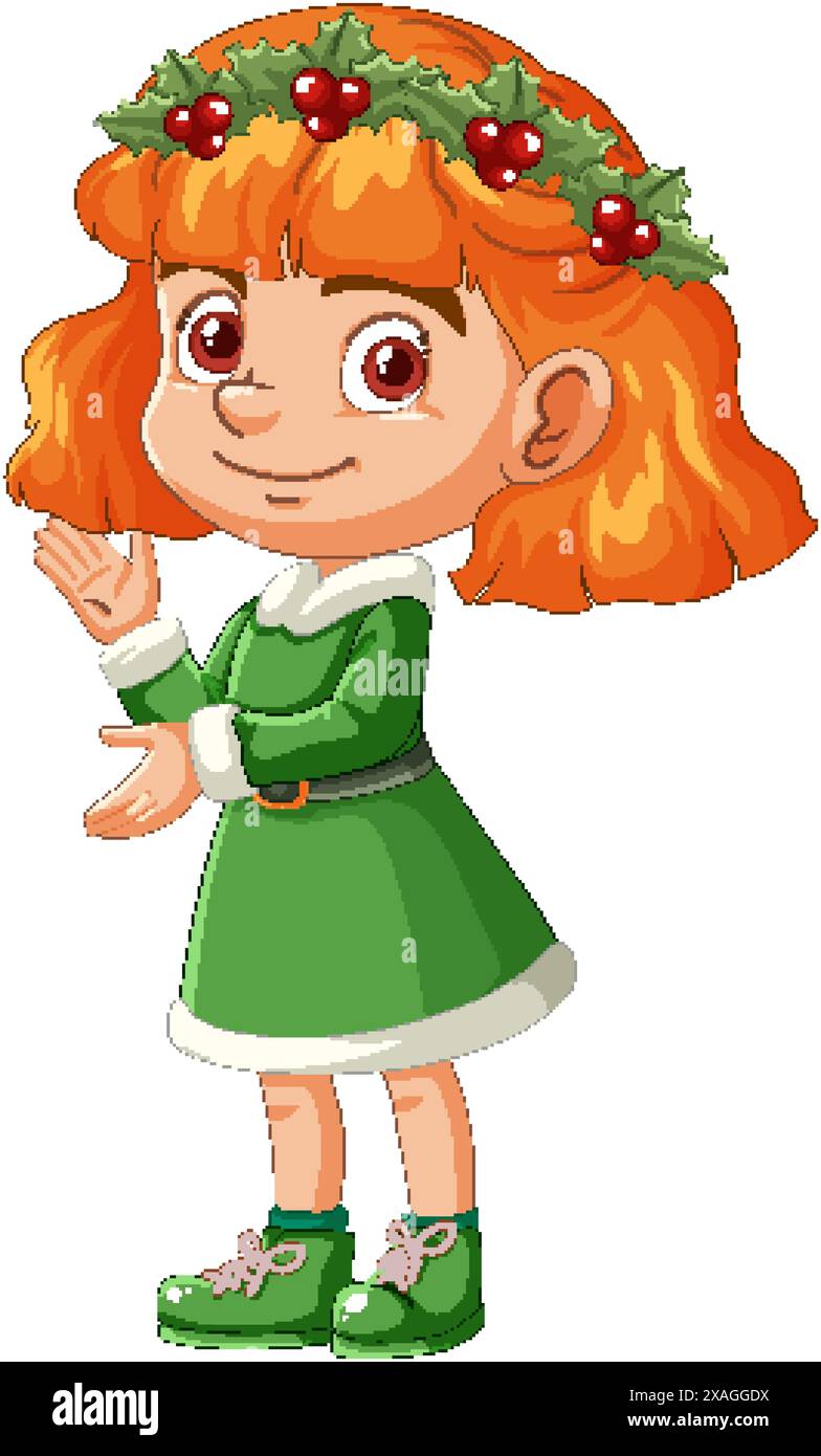 Red Haired Girl In Holiday Attire Stock Vector Image And Art Alamy